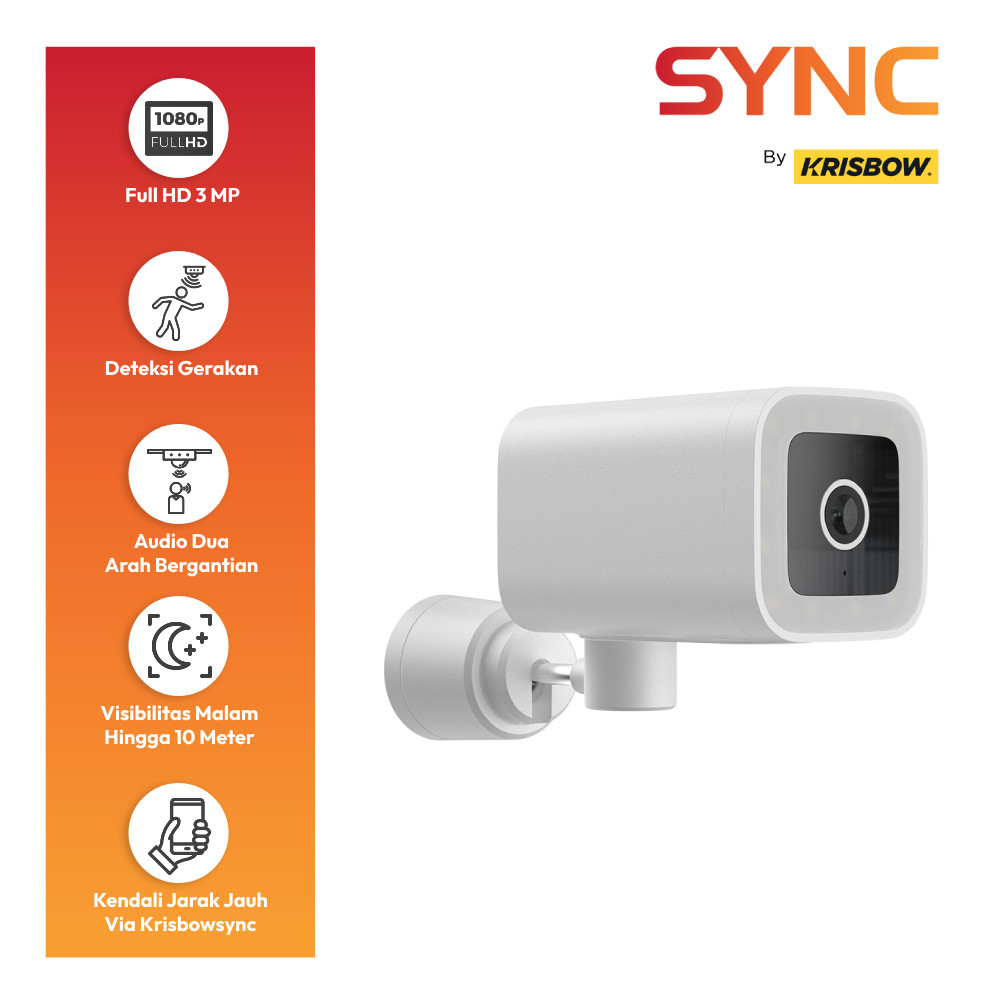 Jual Krisbow Sync Smart Ip Camera Outdoor Wifi Pt Bullet T5P 3Mp Kamera Pengawas Camera ...