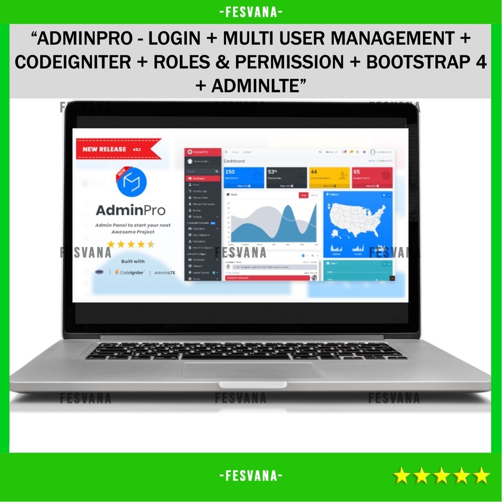 Jual SOURCE CODE APLIKASI WEB ADMINPRO - LOGIN + MULTI USER MANAGEMENT + CODEIGNITER + ROLES ...