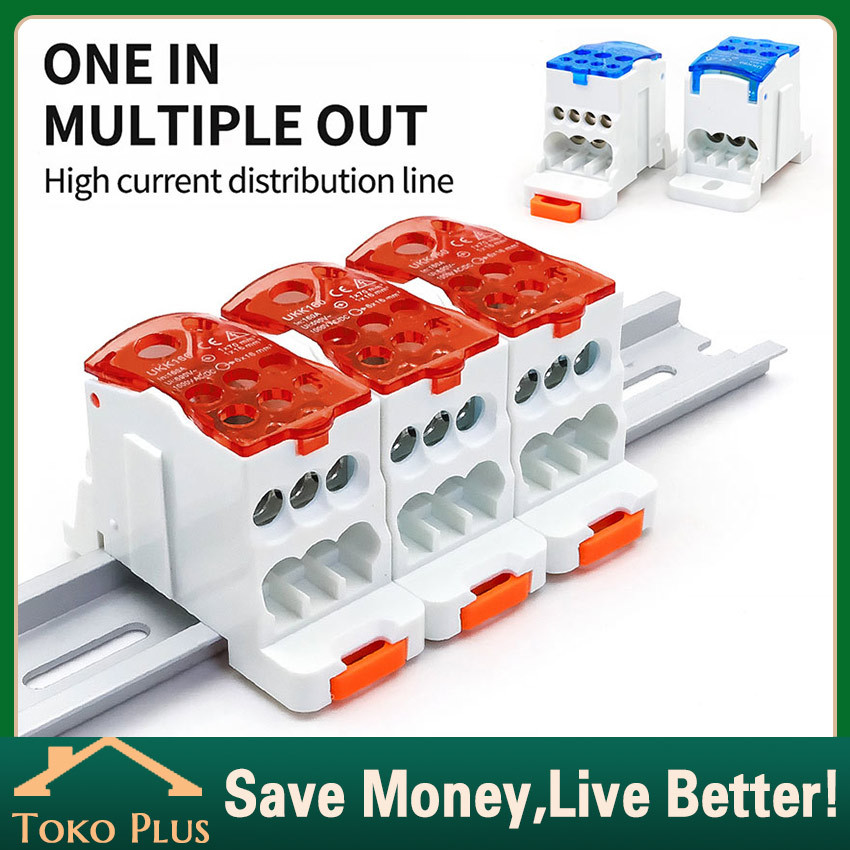 Jual Blok Terminal Konektor Ukk 80A Ukk 160A Distribution Box Din Rail Terminal Block Junction ...