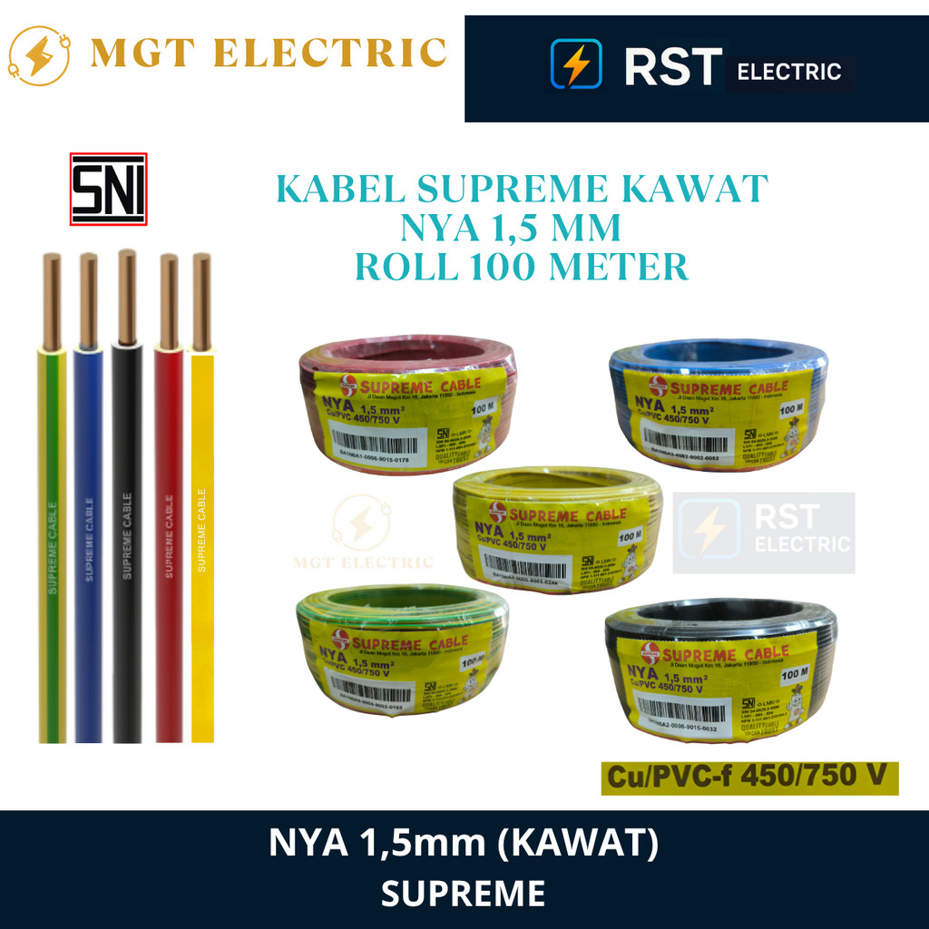 Jual SUPREME NYA 1.5 MM GROUNDING ROL 100 METER / NYA SUPREME 1,5MM ROL ...