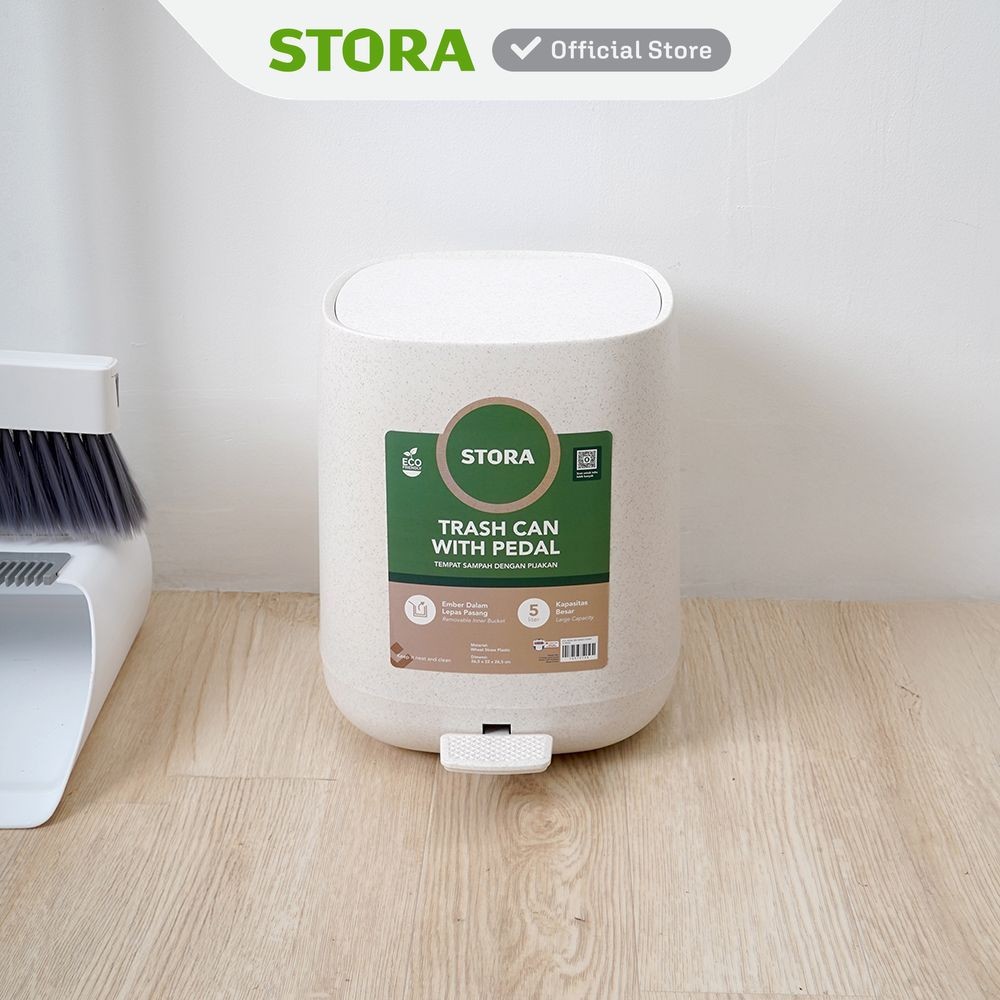 Jual Stora 5 ltr Eco Tempat Sampah Pedal Wheat Straw - Krem Beige Tong ...