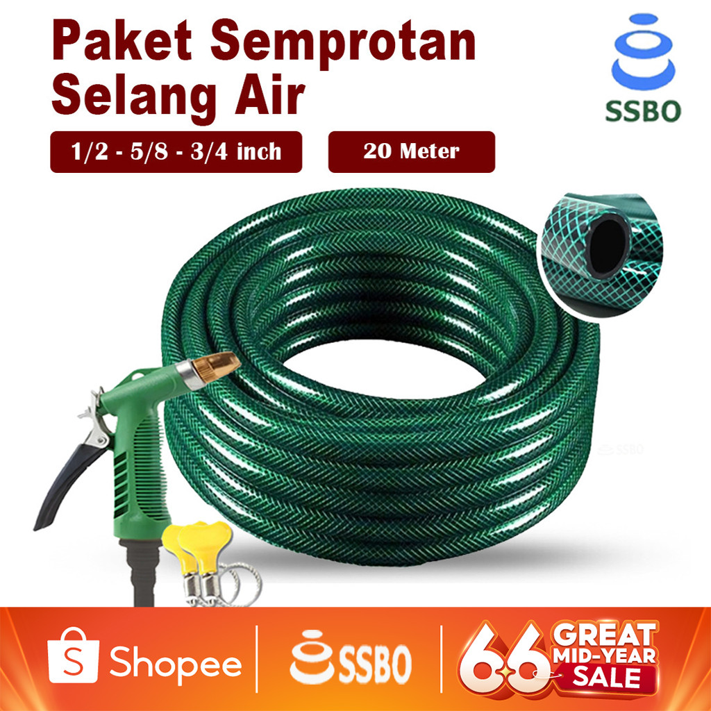 Jual SSBO Sepaket Semprotan Selang Air 30 Meter Hijau Anti Lumut Jet Spray Taman Cuci Motor ...