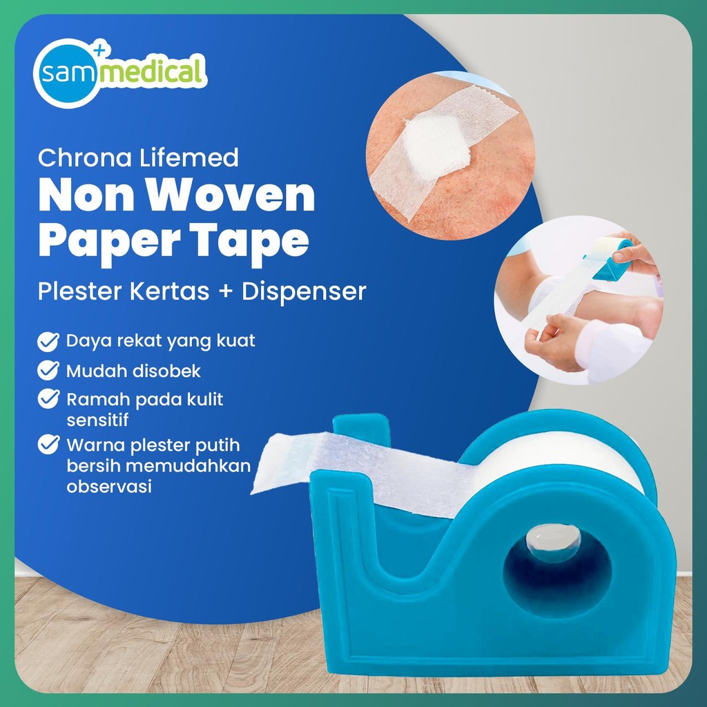 Jual Chrona Lifemed Non Woven Paper Tape With Dispenser / Micropore ...