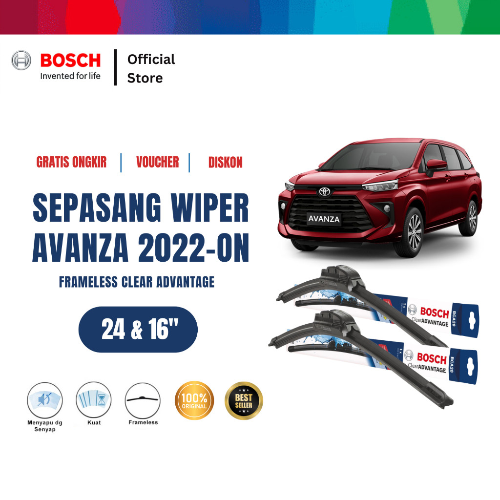 Jual Bosch Sepasang Wiper Frameless New Clear Mobil New Avanza 2022-On 24 dan 16 Inci | Shopee ...