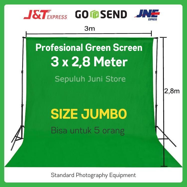 Jual Background Foto Hijau Polos Ukuran 3x2,8 Meter Green Screen ...