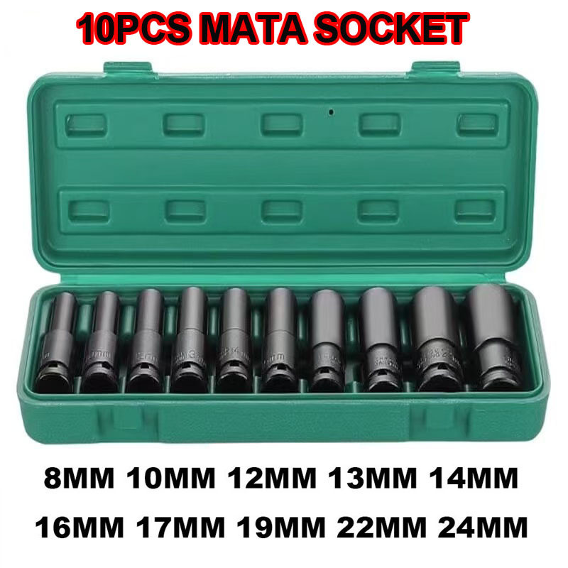 Jual 10Pcs Mata Socket 1/2‘’ 8-24mm Impact Kunci Socket/Kunci Shock ...