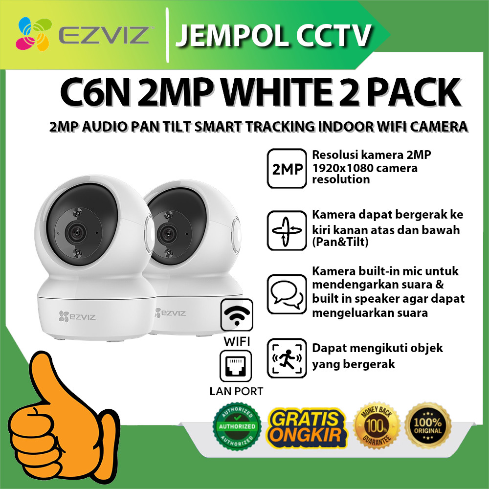 Jual EZVIZ C6N 2MP WHITE 2 PACK 2MP AUDIO PAN TILT SMART TRACKING ...