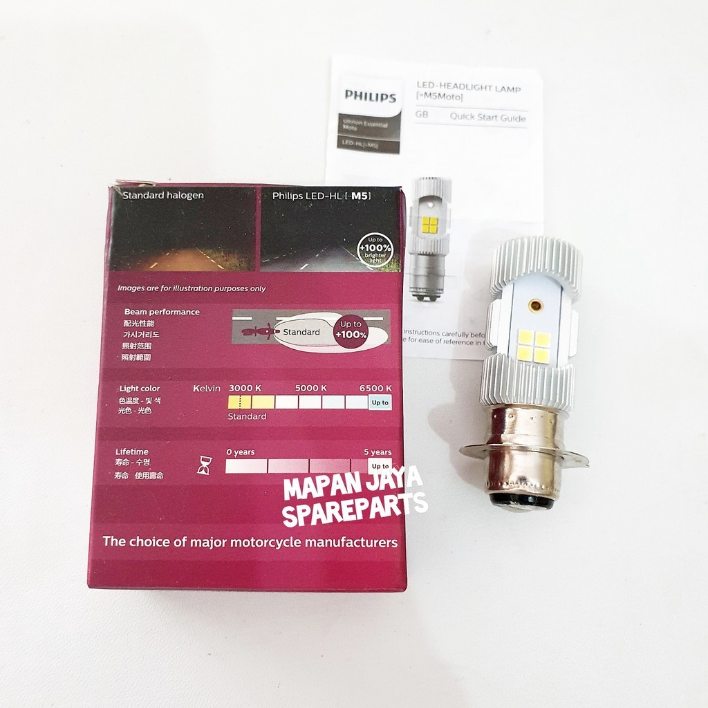 Jual YTY Lampu Depan Motor LED PHILIPS M5 6K 12 Volt 6 Watt LED 2 Sisi ...