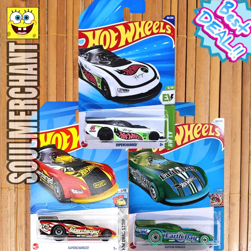 Jual Hot Wheels Supercharged Putih Biru Merah Hijau Diecast Mobil Balap ...