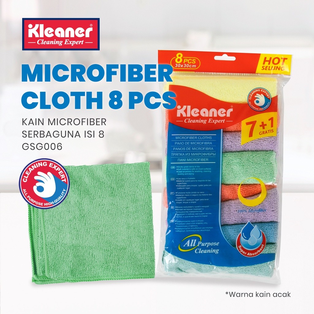 Jual Kleaner Kain Lap Microfiber 30 x 30 Cm 8 Pcs Cloth Kain Serbaguna ...