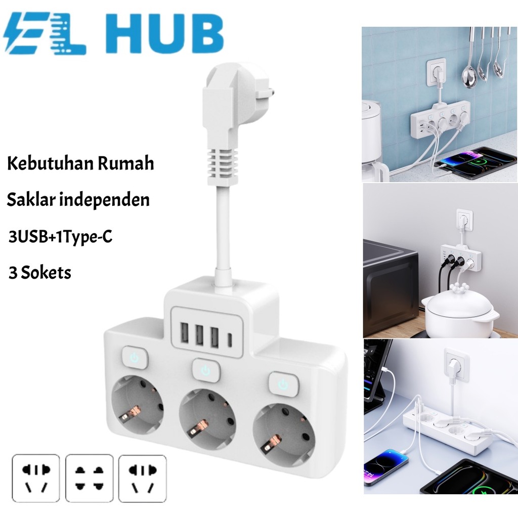 Jual Stop Kontak Colokan Multiguna Kabel Power Socket Power Socket 3 ...