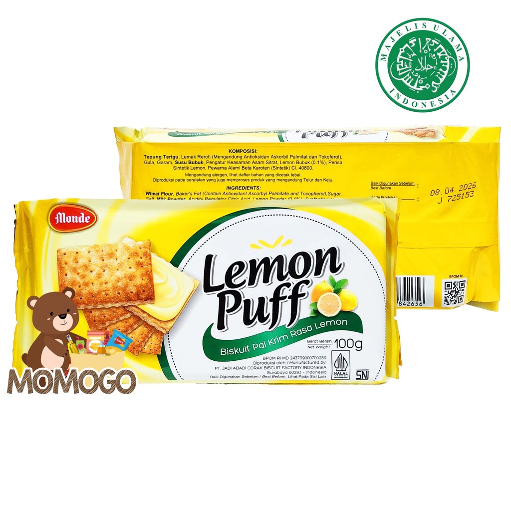 Jual MONDE LEMON PUFF/BISKUIT PAI KRIM RASA LEMON 100GR | Shopee Indonesia
