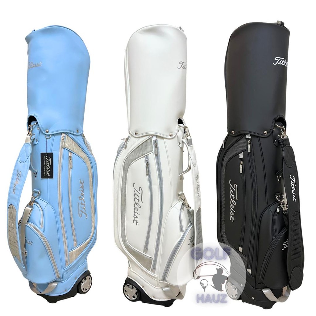 Jual Trendy Golf Bag Wheels dengan Roda 5 Way Leather Tas Driving Turun ...