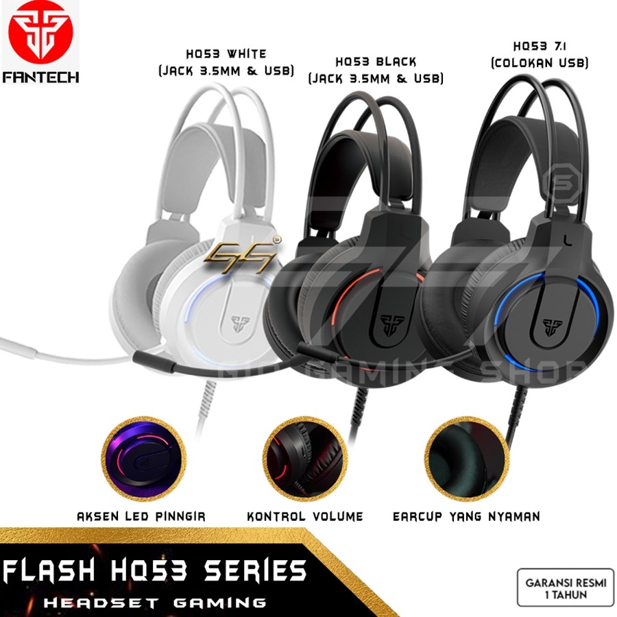 Jual Headset Gaming Fantech FLASH HQ53 HQ-53 HQ 53 7.1 Mobile Gaming ...