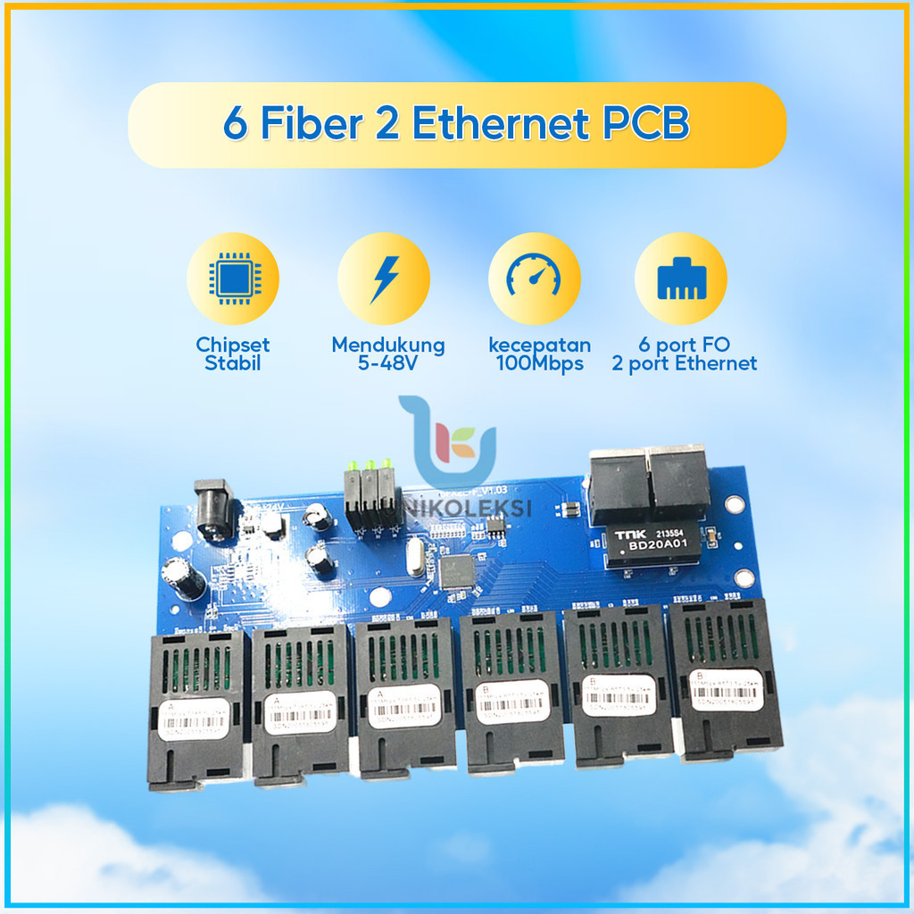 Jual NEW!!【Support POE】20KM 6F2E Fiber Optical PCB Board Single Mode 6 ...