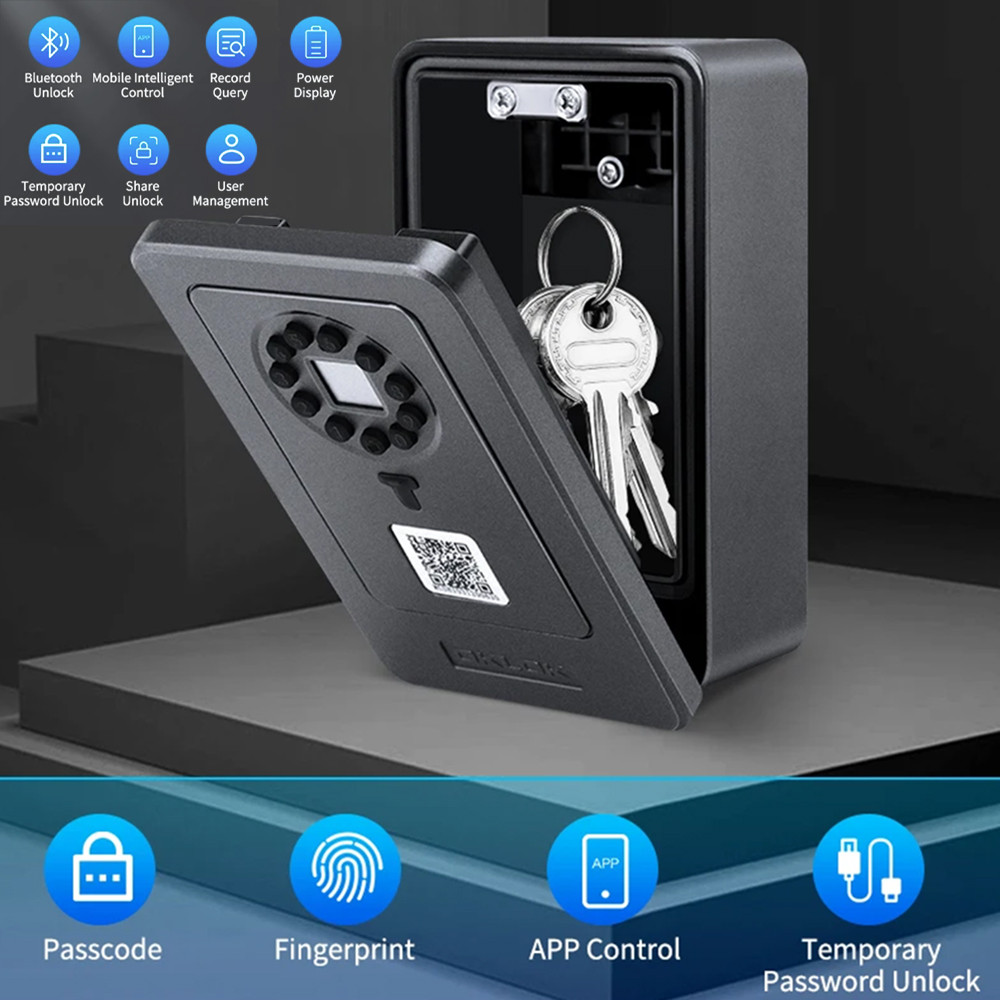 Jual Hollarm Fingerprint Password Safe Box Smart Key Wall Mounted Lock box IC Card Unlock ...