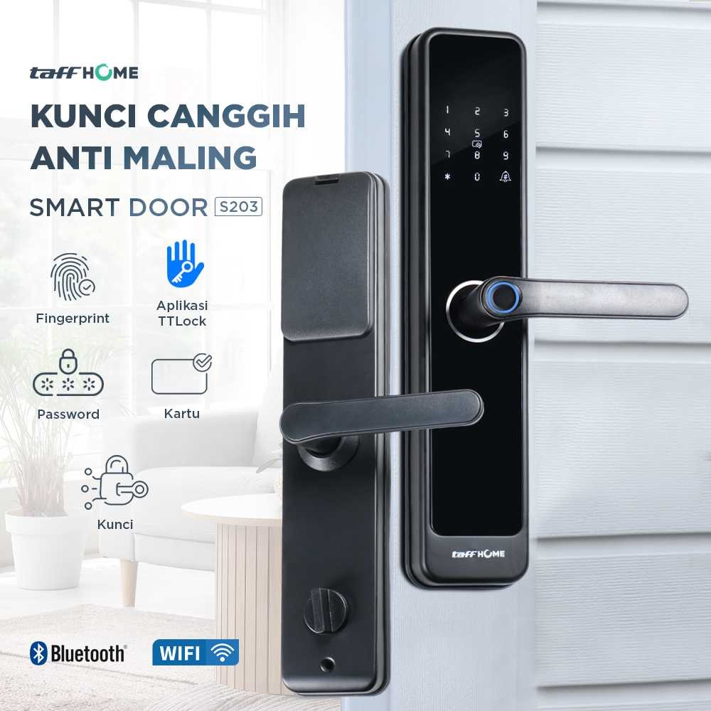 Jual TaffHOME - S203 Smart Door Lock Bluetooth Password Fingerprint Card TTLock Gagang Pintu ...