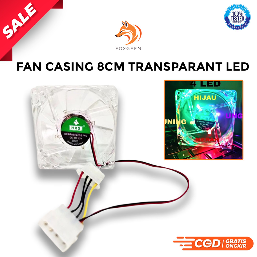 Jual FAN CASING 8CM TRANSPARANT LED KIPAS 8 CM TRANSPARAN CPU BAUT ...