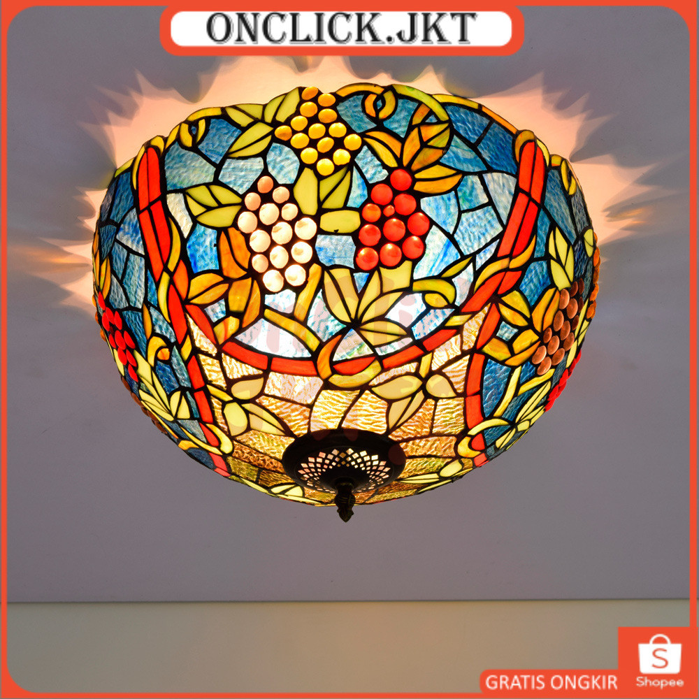 Jual Lampu Plafon Kaca Artistik 43CM Motif Anggur LED Warna Warni Gaya ...