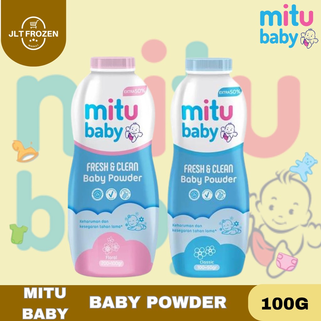 Jual Mitu Baby Powder Classic 100g / Mitu Baby Powder Floral 100g ...
