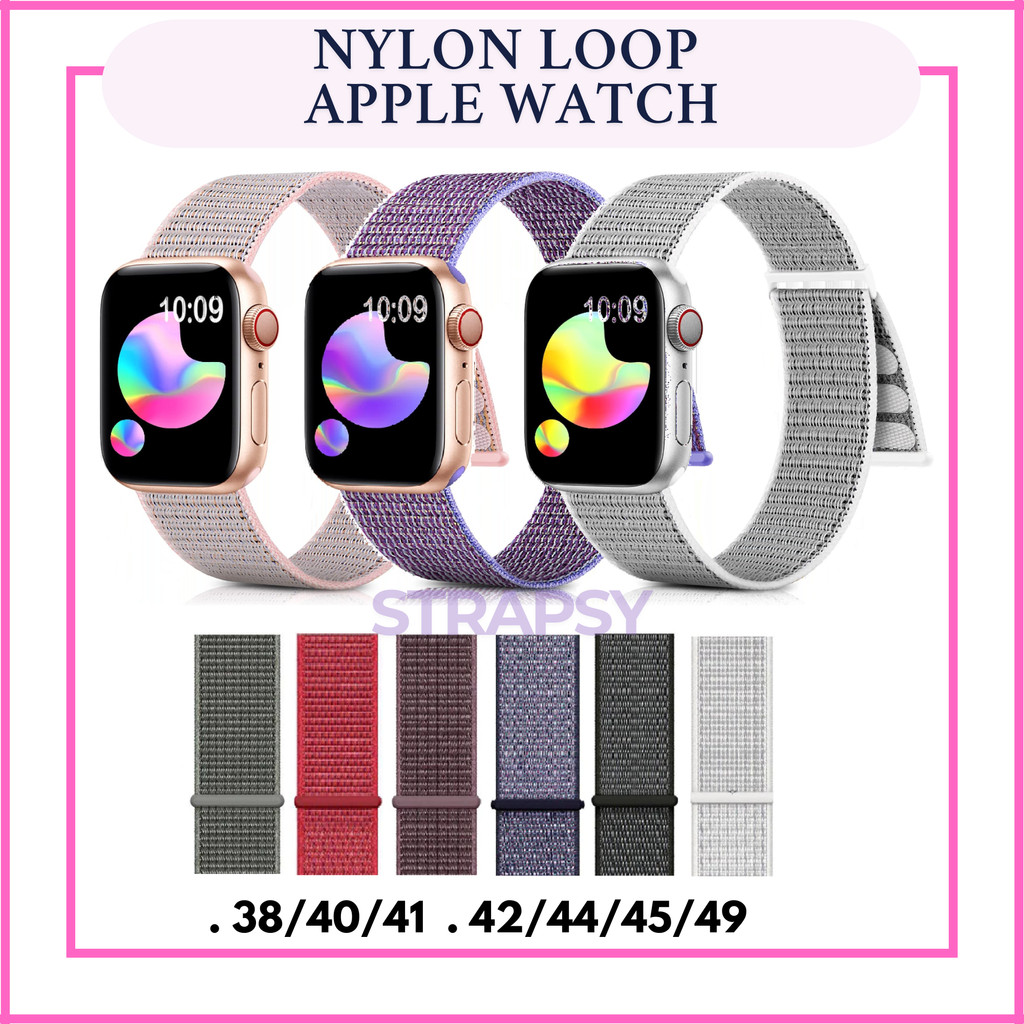 Jual Tali Jam Nylon Strap For Apple Watch Series Ultra 2 Ultra 9 8 7 6 ...