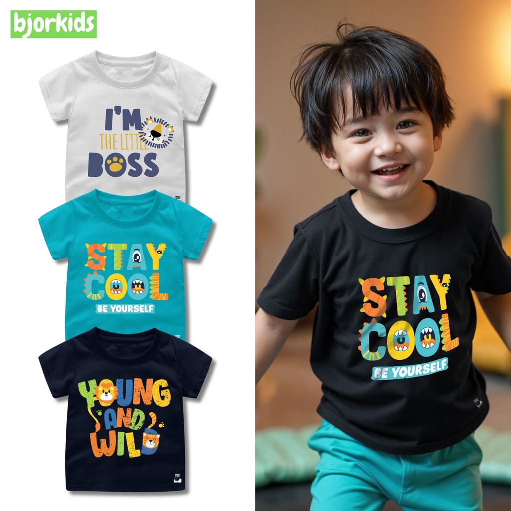 Jual Baju Kaos Bayi & Anak Laki-Laki Typography Series Little Bos Stay ...