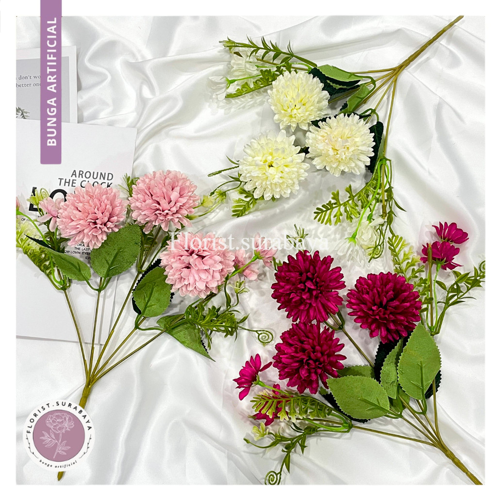 Jual Bunga Pom-Pom Artificial Import Bunga Hias Dandelion X3 Bunga ...