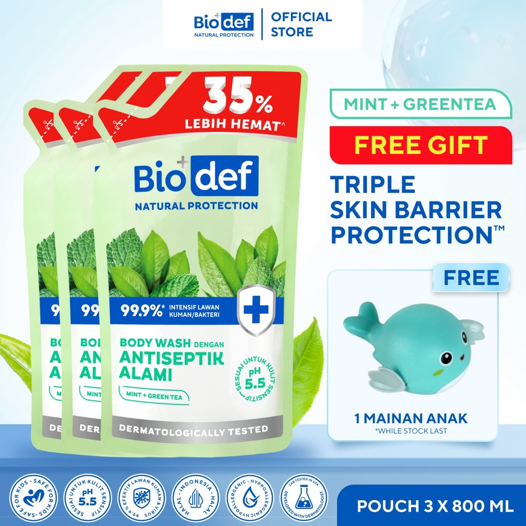 Jual [FREE MAINAN ANAK] TRIPLE PACK Biodef Mint - Green Tea Refill ...