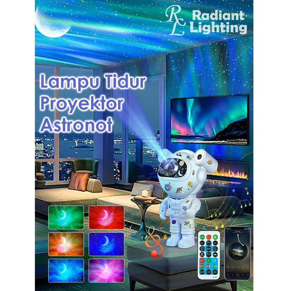 Jual Lampu Tidur Proyektor Astronot Galaxy Bintang Aurora LED Lucu ...