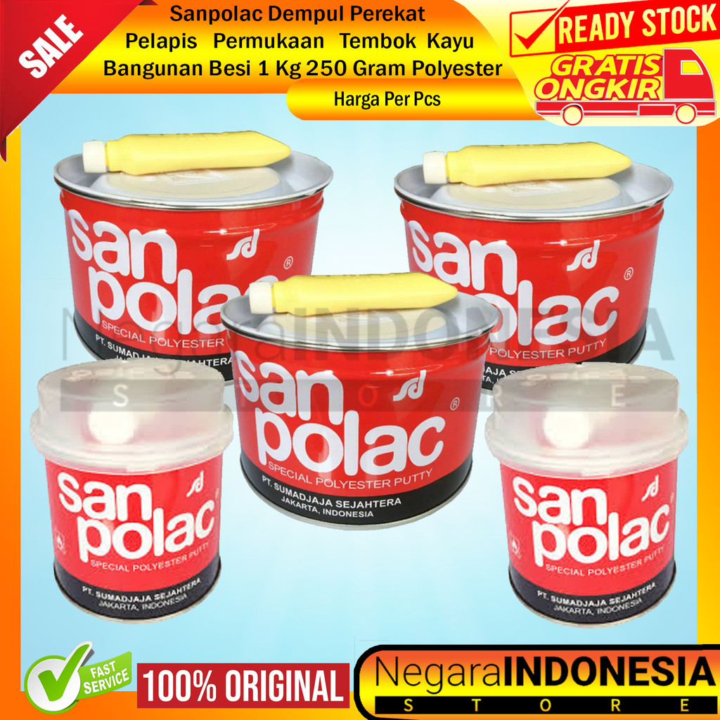 Jual Sanpolac Epoxy Dempul 1 Kg 250 Gr Galon Merah Resin Besi Kayu ...