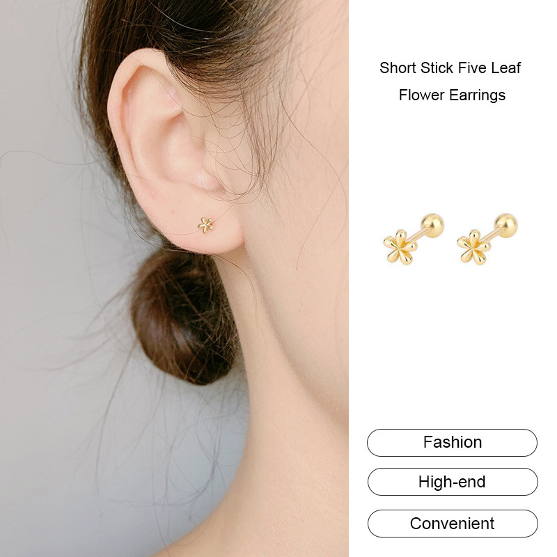 Jual Anting Sederhana Batang Pendek Anting Bunga Lima Daun Anting ...