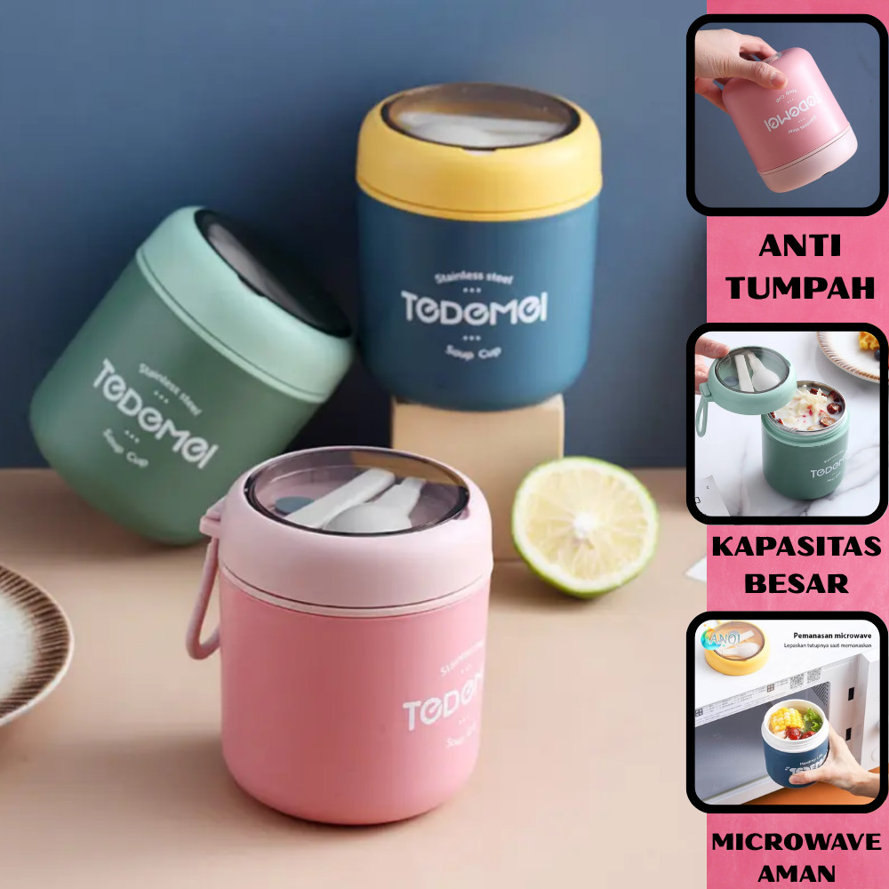Jual Tempat Kotak Bekal Makanan Termos Sup Soup Kuah Sayur Tedemei Cup ...
