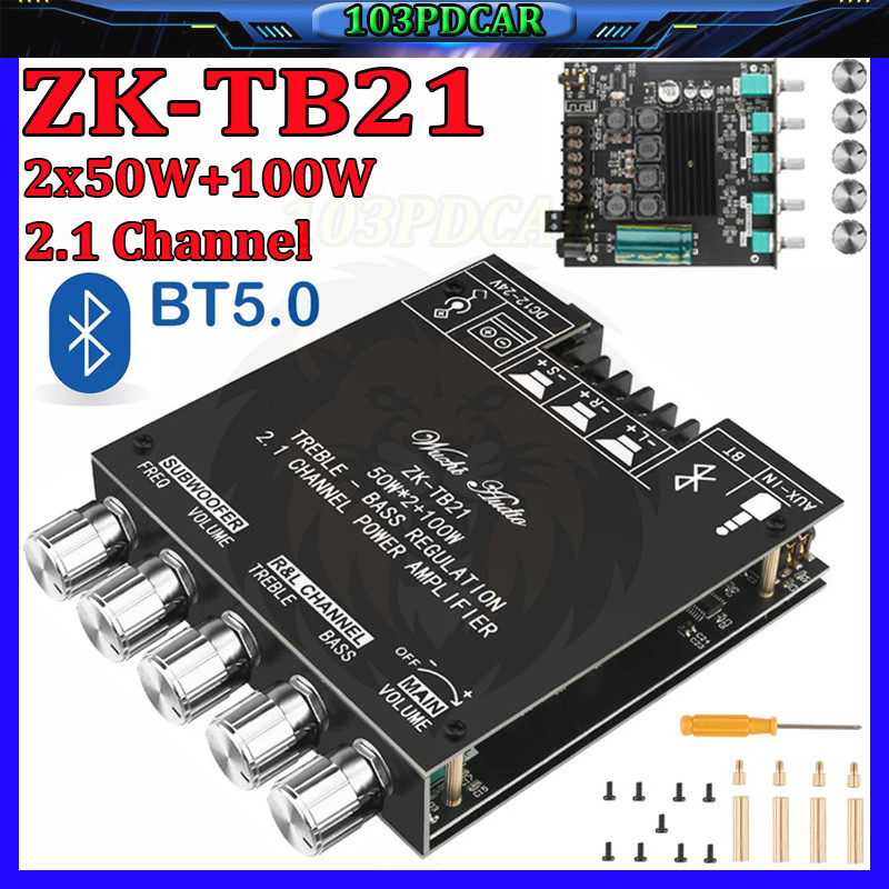 Jual ZK-TB21 ZK-MT21 TPA3116D2 Bluetooth 5.0 Penguat Subwoofer Papan 50WX2 + 100W 2.1 Channel ...