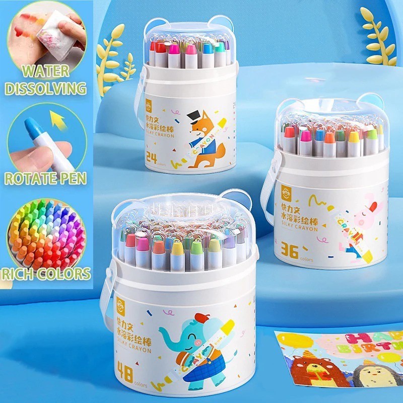 Jual Washable silky crayon / crayon putar / crayon mewarnai Crayon isi ...