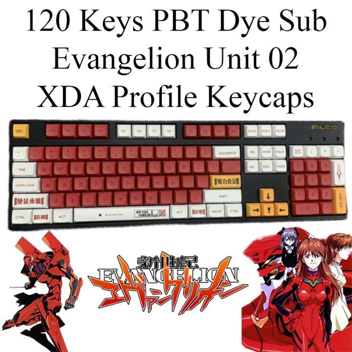 Jual PBT Dye Sub Evangelion Eva Unit 02 120 Keycaps/Key Caps XDA ...