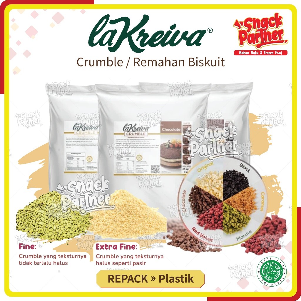 Jual LA KREIVA Cookie Crumble REPACK 1 KG - Extra Fine Kasar Halus ...