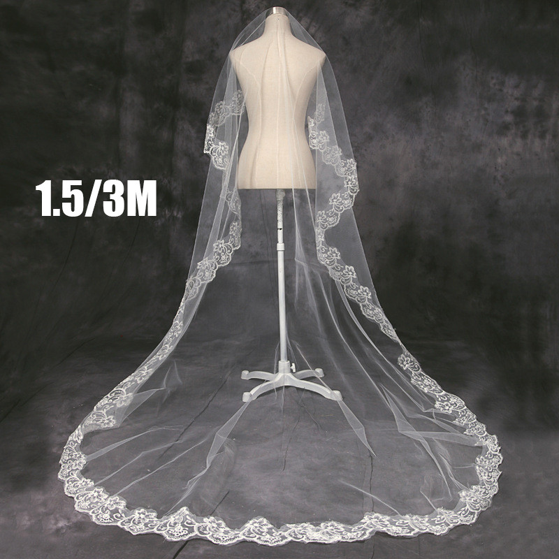 Jual Renda Wedding Bridal Veil Kerudung Pengantn Putih 1.5m/3m Bridal ...