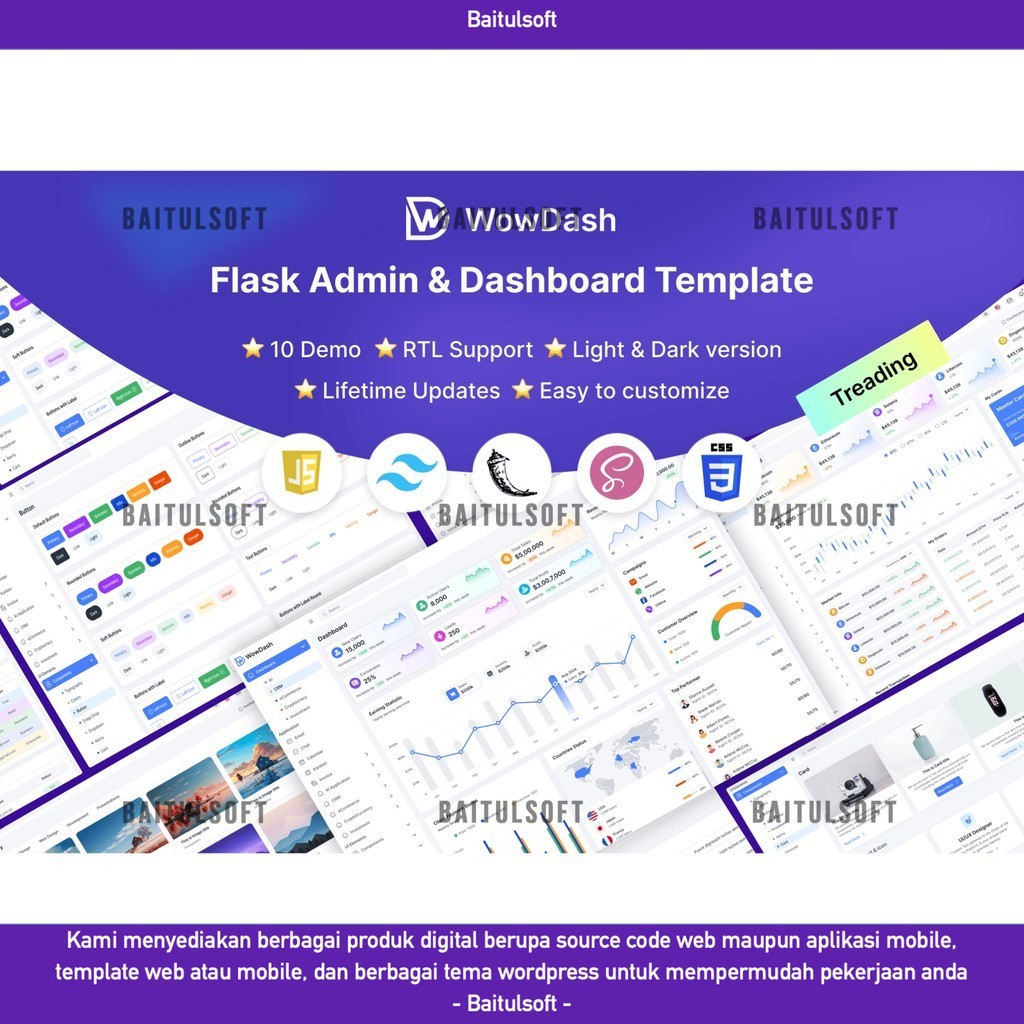Jual WEB TEMPLATE WOWDASH FLASK ADMIN DASHBOARD TAILWIND TEMPLATE D2065 BAITULSOFT | Shopee ...