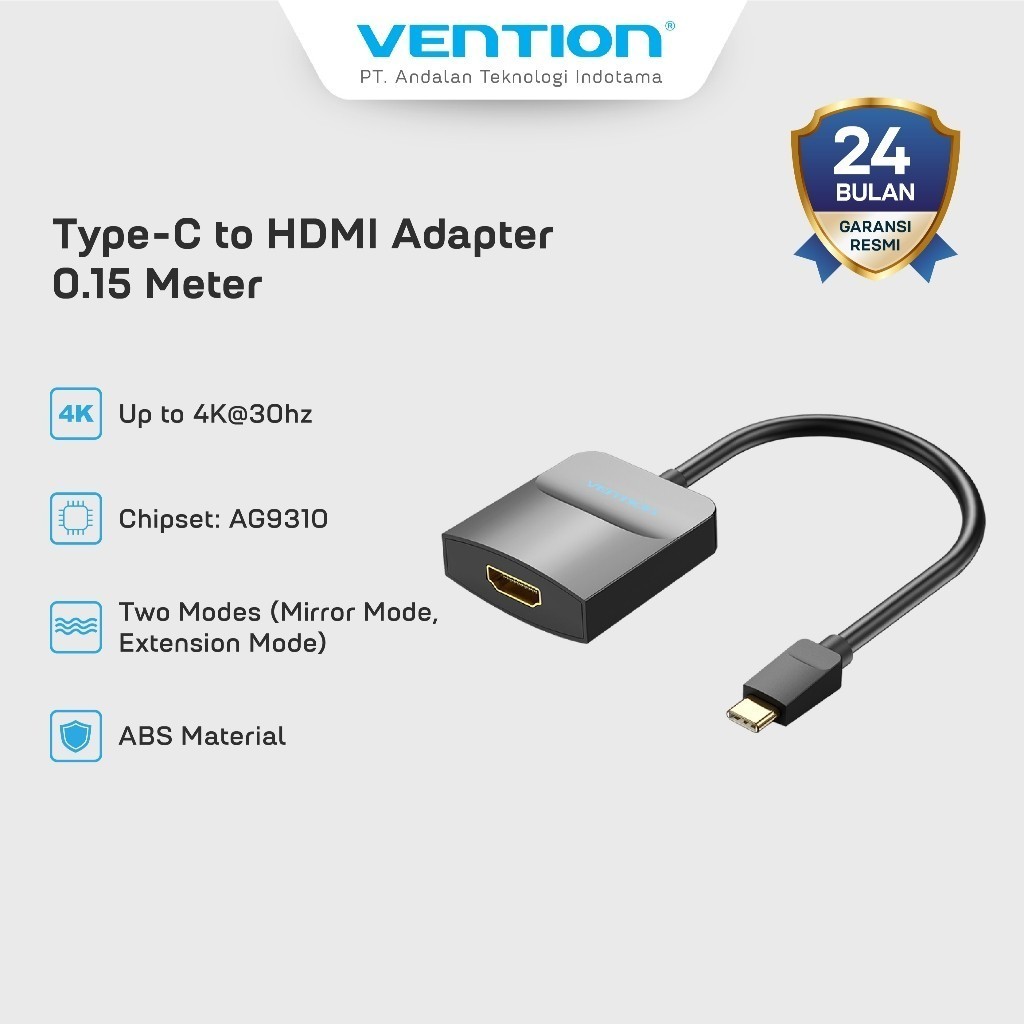 Jual Vention Type-C to HDMI Adapter 0.15M ABS Type 4K ULTRA HD 3D ...