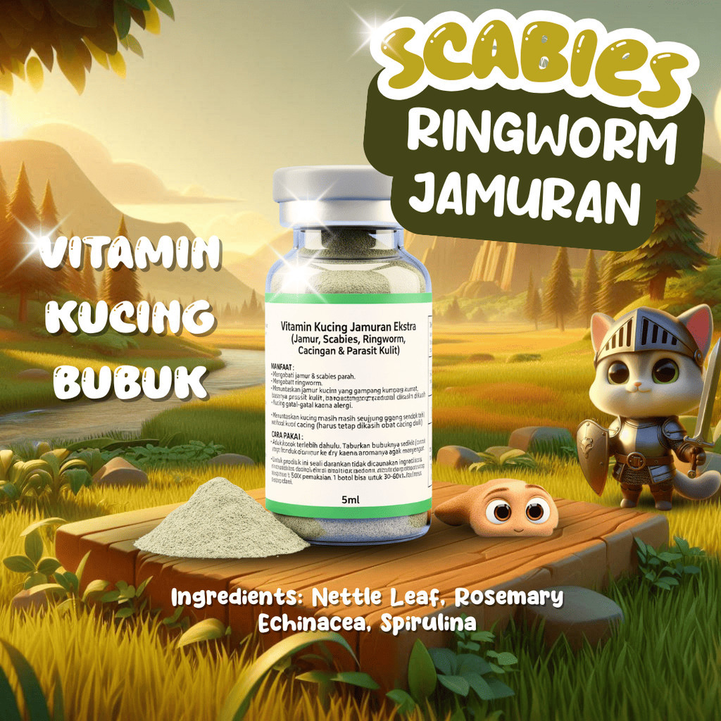 Jual VITAMIN KUCING JAMURAN EKSTRA (JAMUR, SCABIES, RINGWORM, CACINGAN ...