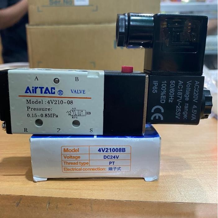 Jual SOLENOID VALVE AIRTAC 4V210-08 220Vac 4V21008B 24V ORIGINAL ...
