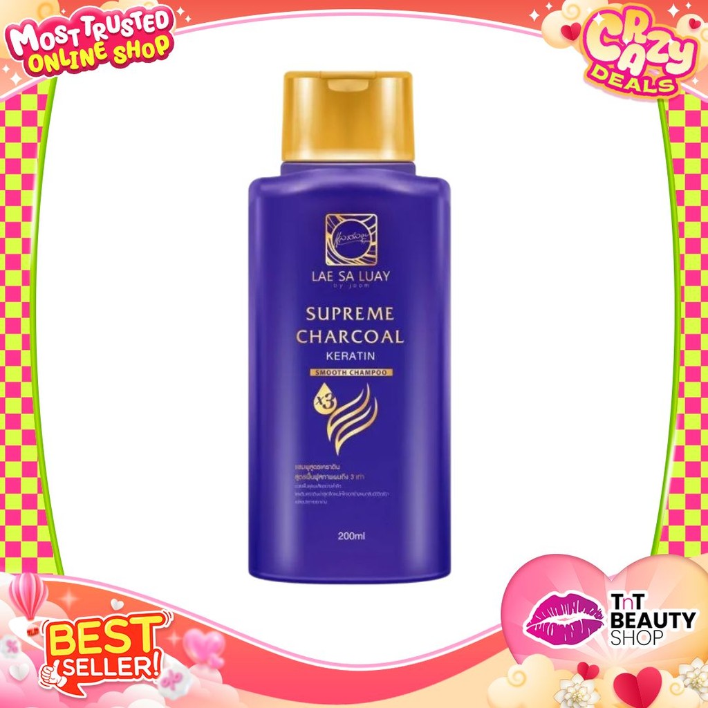 Jual Lae Sa Luay Supreme Charcoal Keratin Smooth Shampoo 200ml | TnT ...
