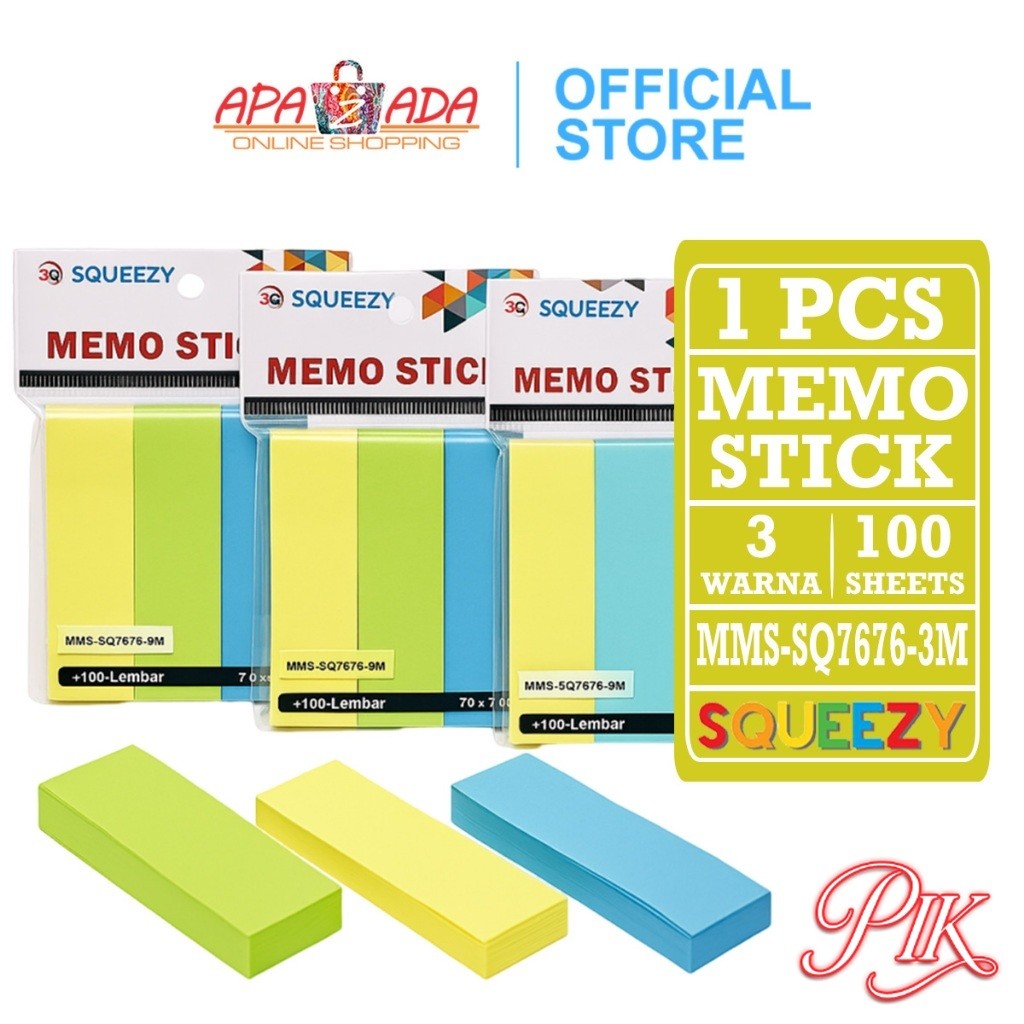 Jual Sticky Note Warna Strip [1 Pcs - 100 Lembar] / Memo Stick Squeezy ...