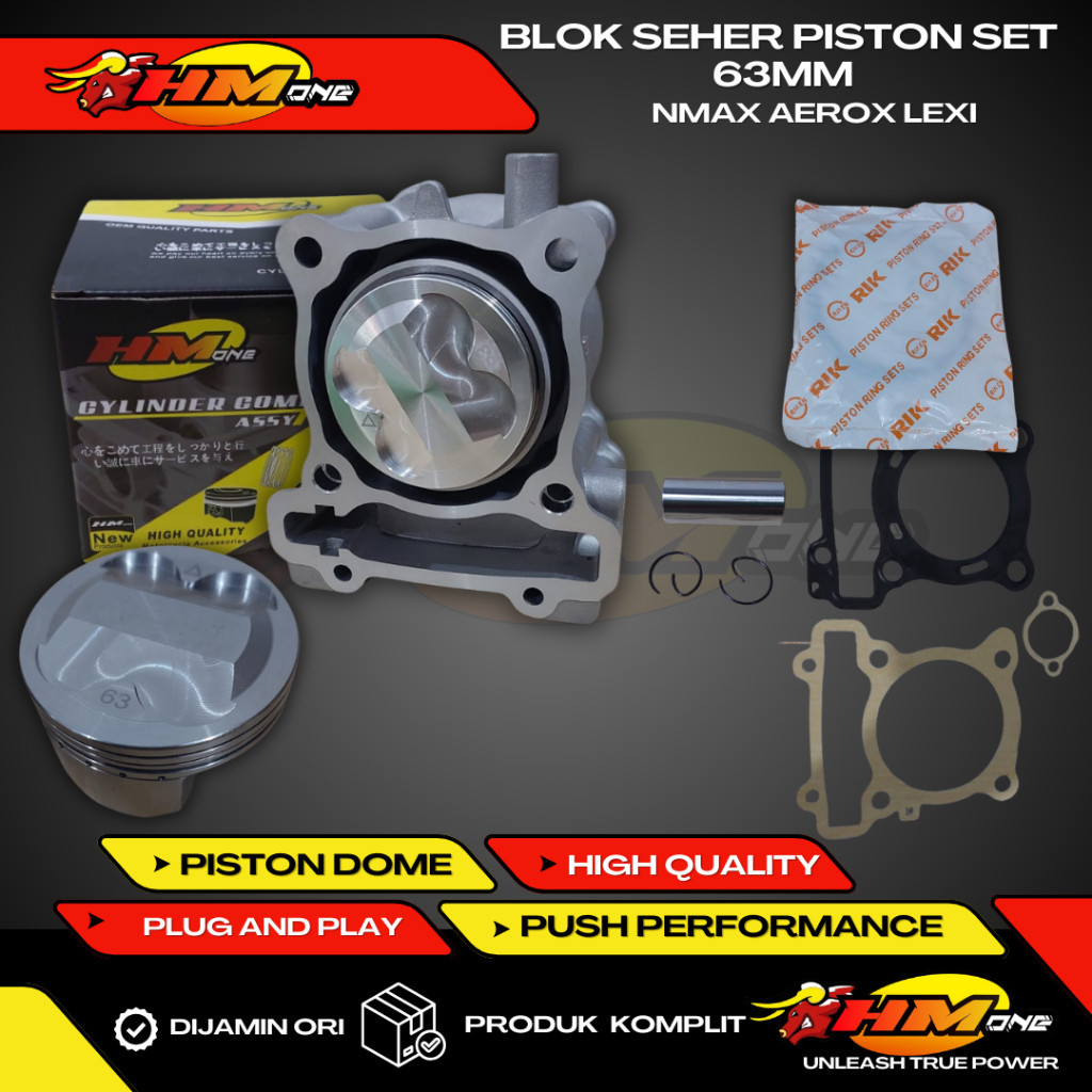 Jual BLOK SEHER HMONE BORE UP NMAX AEROX LEXI 63MM RING RIK PISTON CASTING IRON RING PAKING DLL ...