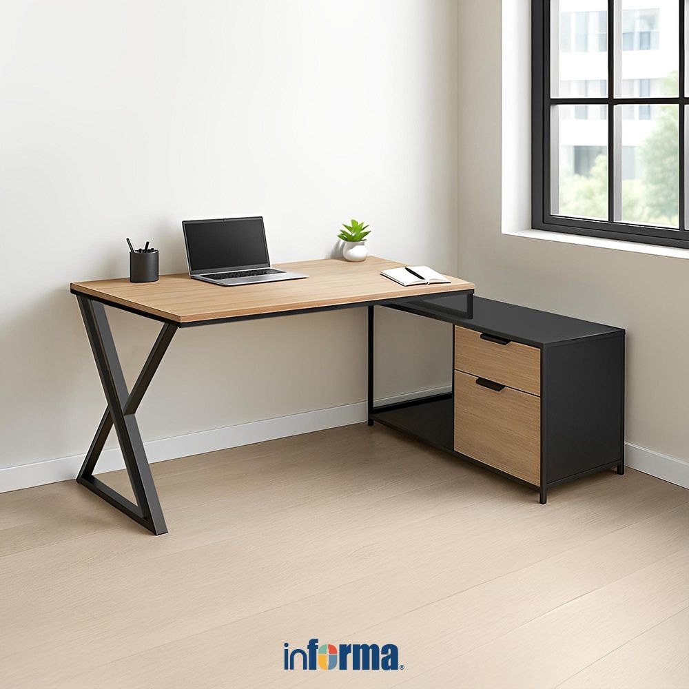 Jual Informa Bronn Meja Kantor - Cokelat/Hitam Office Table Furnitur ...
