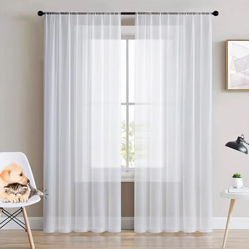 Jual White Tulle Sheer Curtains for Living Dining Room Bedroom Yarn ...