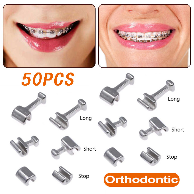 Jual 50pcs/5pack Dental Crimpable Sliding Hook Ortho Long Short Stop ...
