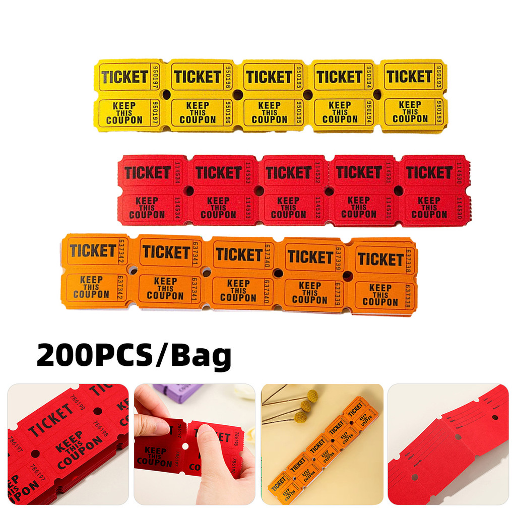 Jual 200pcs mini events universal tickets Yellow/red/orange Consecutive ...
