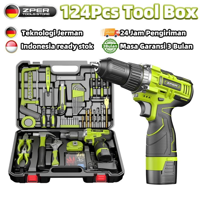 Jual ZPER 120PCS Tool Box Besar Mesin Bor Baterai Toolkit Set Alat ...