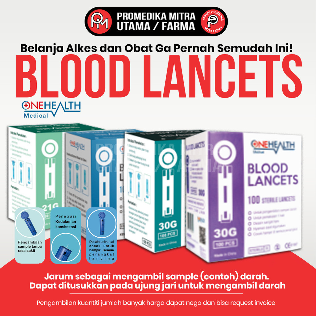 Jual Onehealth Blood Lancets Jarum Twist Lancet Sterile | Shopee Indonesia